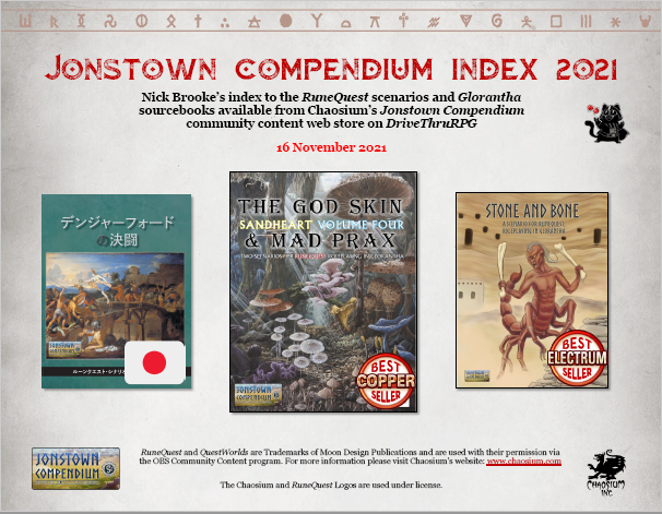 Final Update: Jonstown Compendium Index - 2021 - RuneQuest - BRP Central - The Chaosium forums