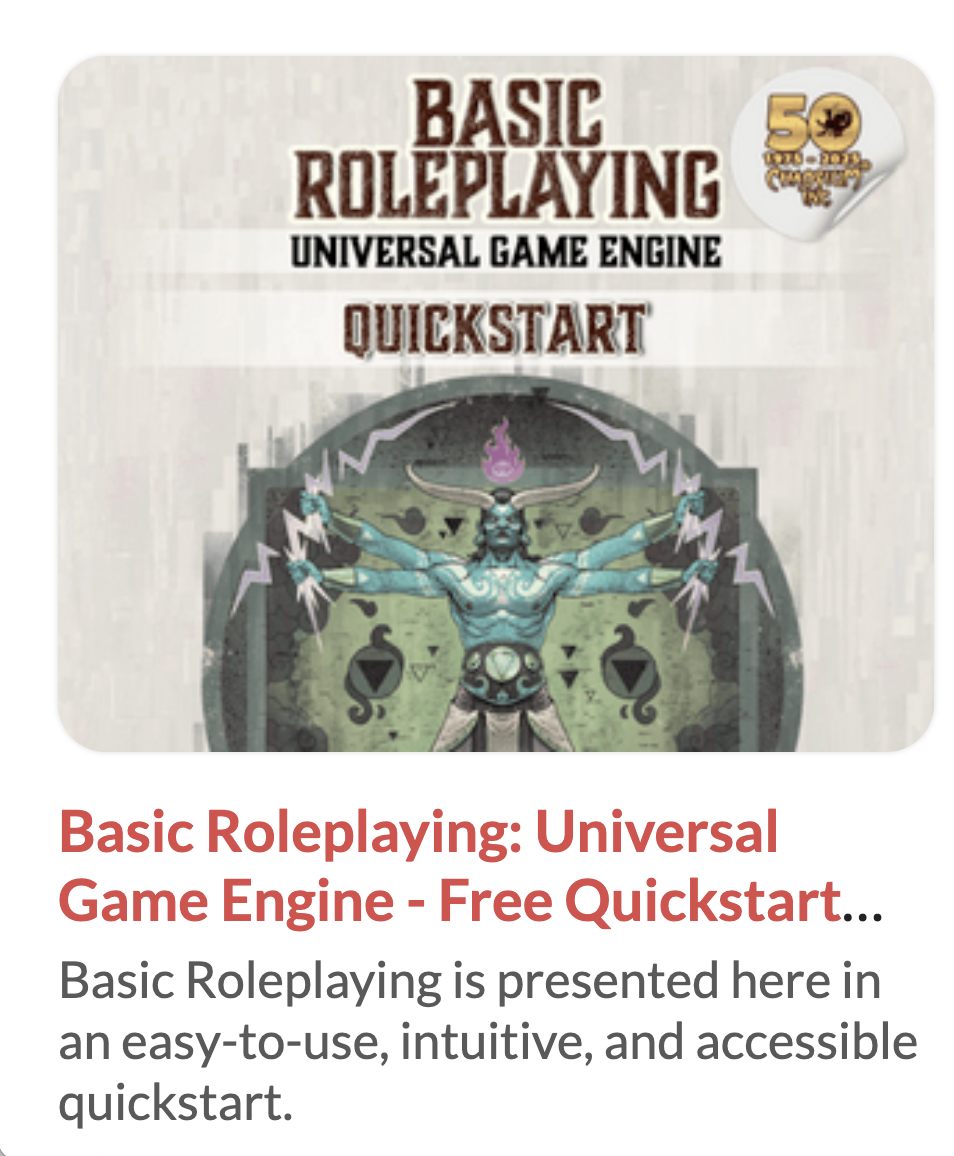 Download your free copy of the Basic Roleplaying: Universal Game Engine - Quickstart - Basic ...